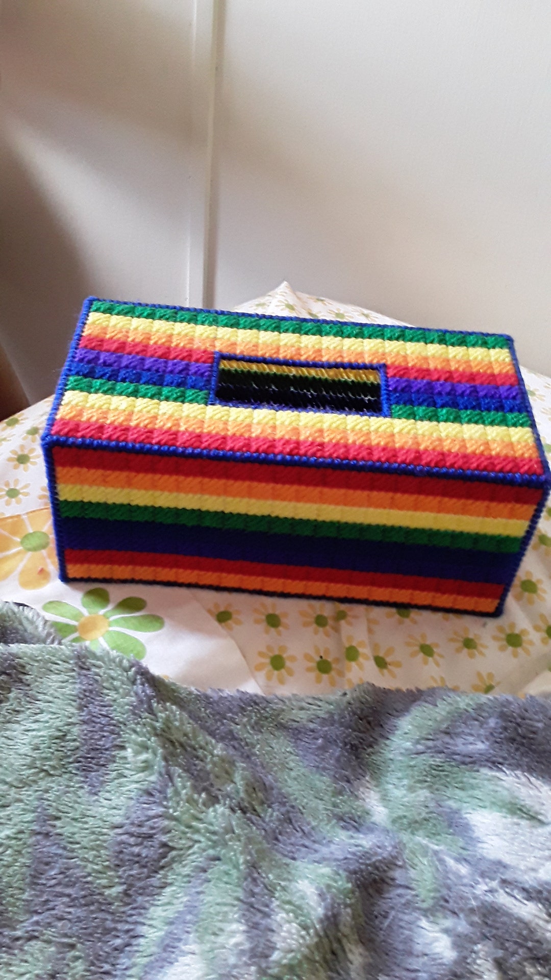Rainbow Rectangle Tissue Box Cover - Etsy