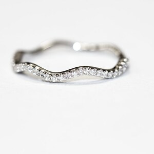 14k Diamond Curve Wave Band Ring Midi, Stacker, Matching Trio in Your ...