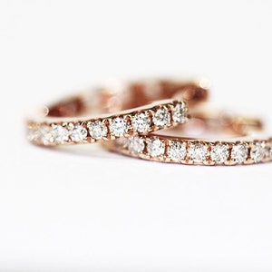 14k Small Diamond Hoops .17ct Diamond Weight Smaller Hoop Earrings ...