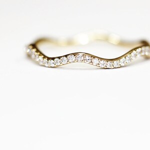 14k Diamond Curve Wave Band Ring Midi, Stacker, Matching Trio in Your ...
