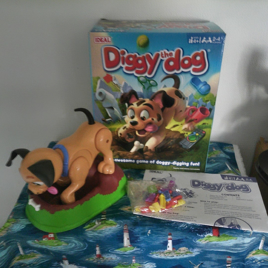 Diggy the Dog Game by Ideal Inc. Dice & Household Item Playing Pieces ...