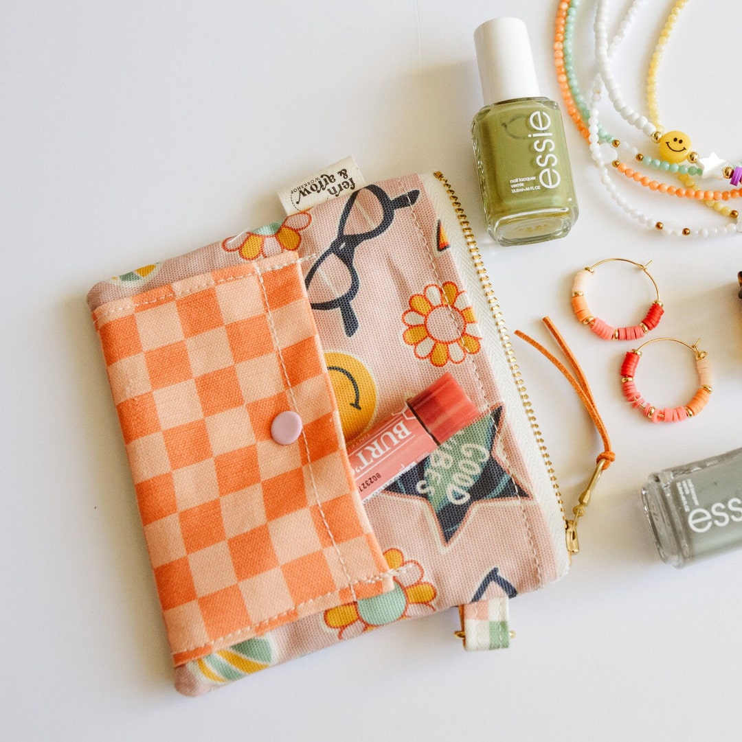 Good Vibes Checkered Coin Purse With Snap Pocket - Etsy