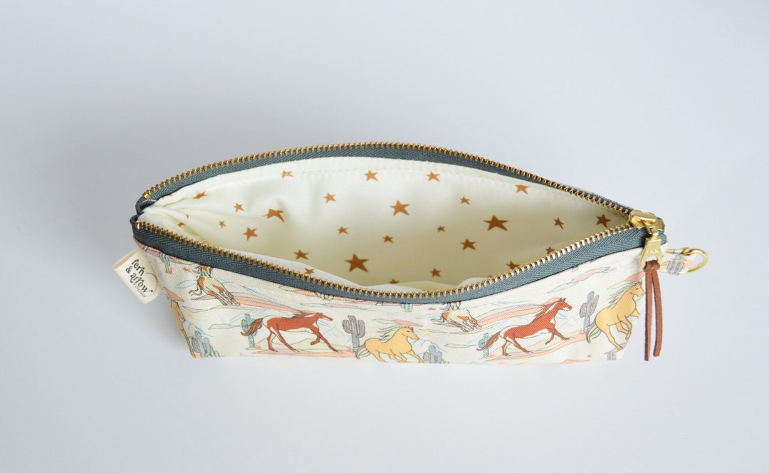 Western Horses Boxy Pencil Pouch / Wendy Busch X Fern & Arrow Collab - Etsy