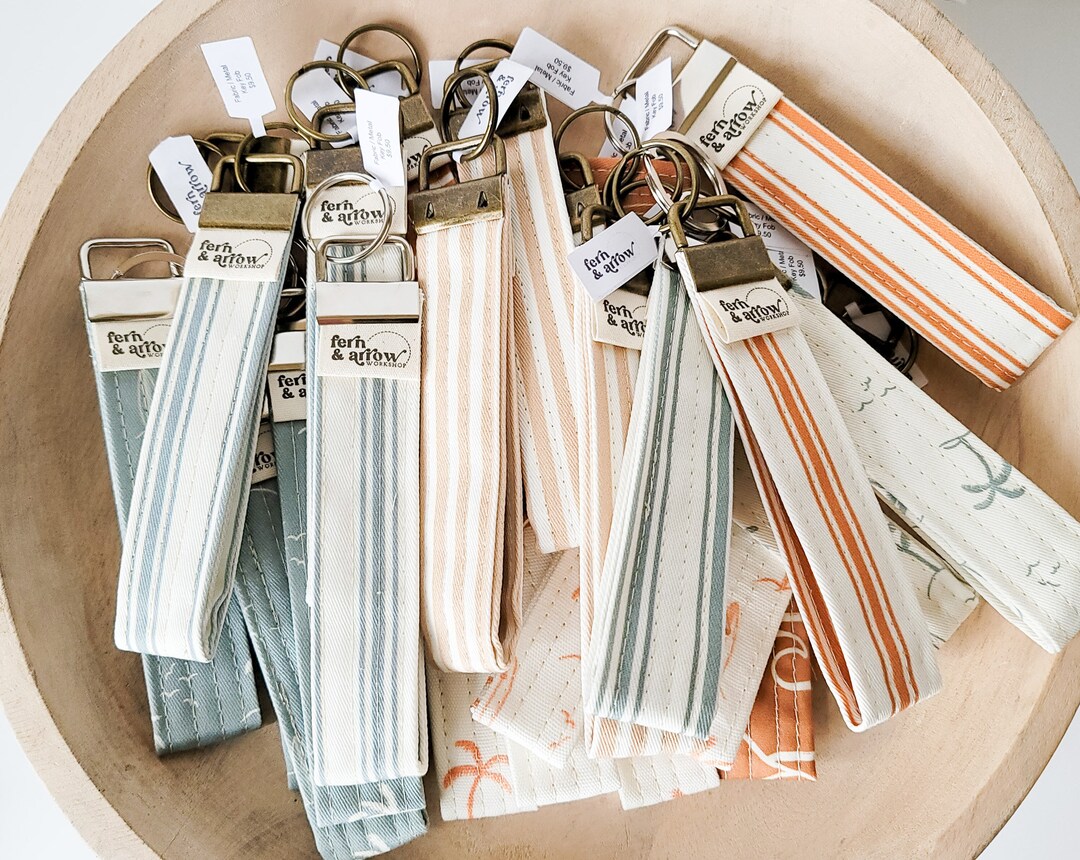 Umbrella Stripe Key Fob Wristlet Keychain - Etsy