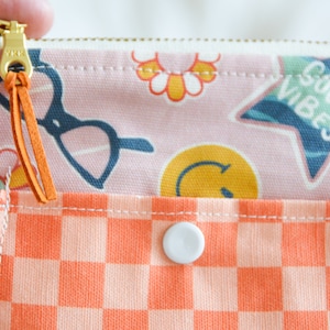 Good Vibes Checkered Coin Purse With Snap Pocket - Etsy