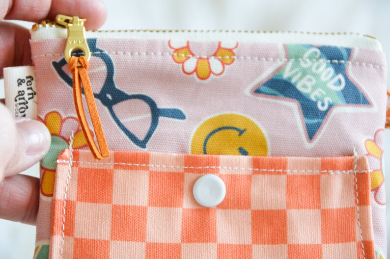 Good Vibes Checkered Coin Purse With Snap Pocket - Etsy