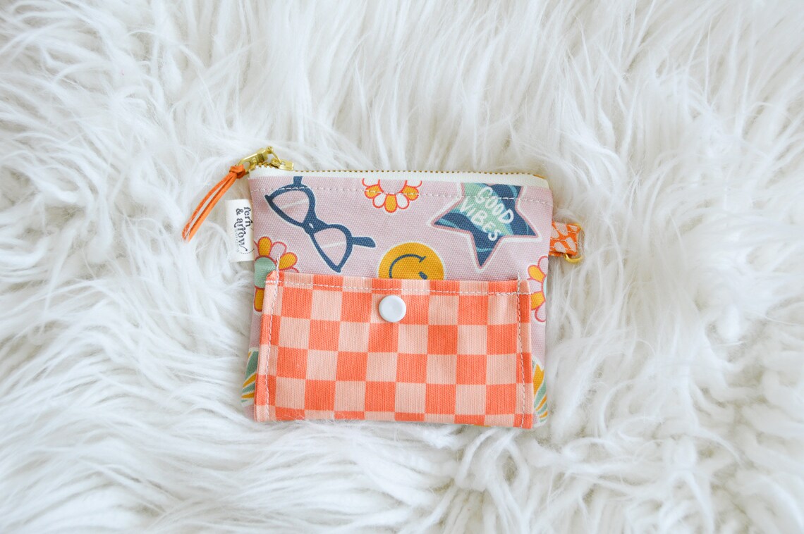 Good Vibes Checkered Coin Purse With Snap Pocket - Etsy