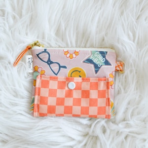Good Vibes Checkered Coin Purse With Snap Pocket - Etsy
