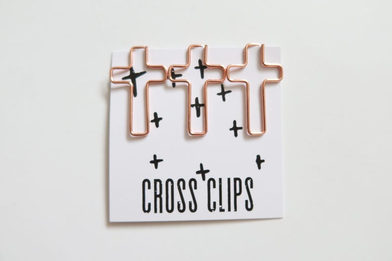 Rose Gold Cross Bookmark Clip Set - Etsy
