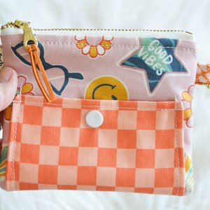 Good Vibes Checkered Coin Purse With Snap Pocket - Etsy