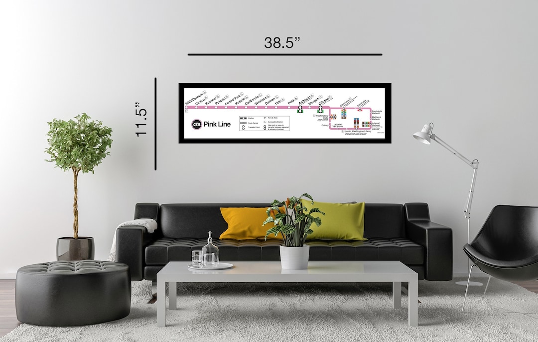 Printed CTA Pink Line Map - Etsy