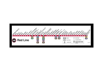 Framed Canvas CTA Blue Line Map | Etsy