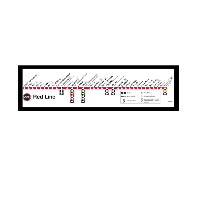Framed Canvas CTA Red Line Map - Etsy