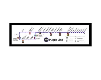 Framed Canvas CTA Blue Line Map | Etsy