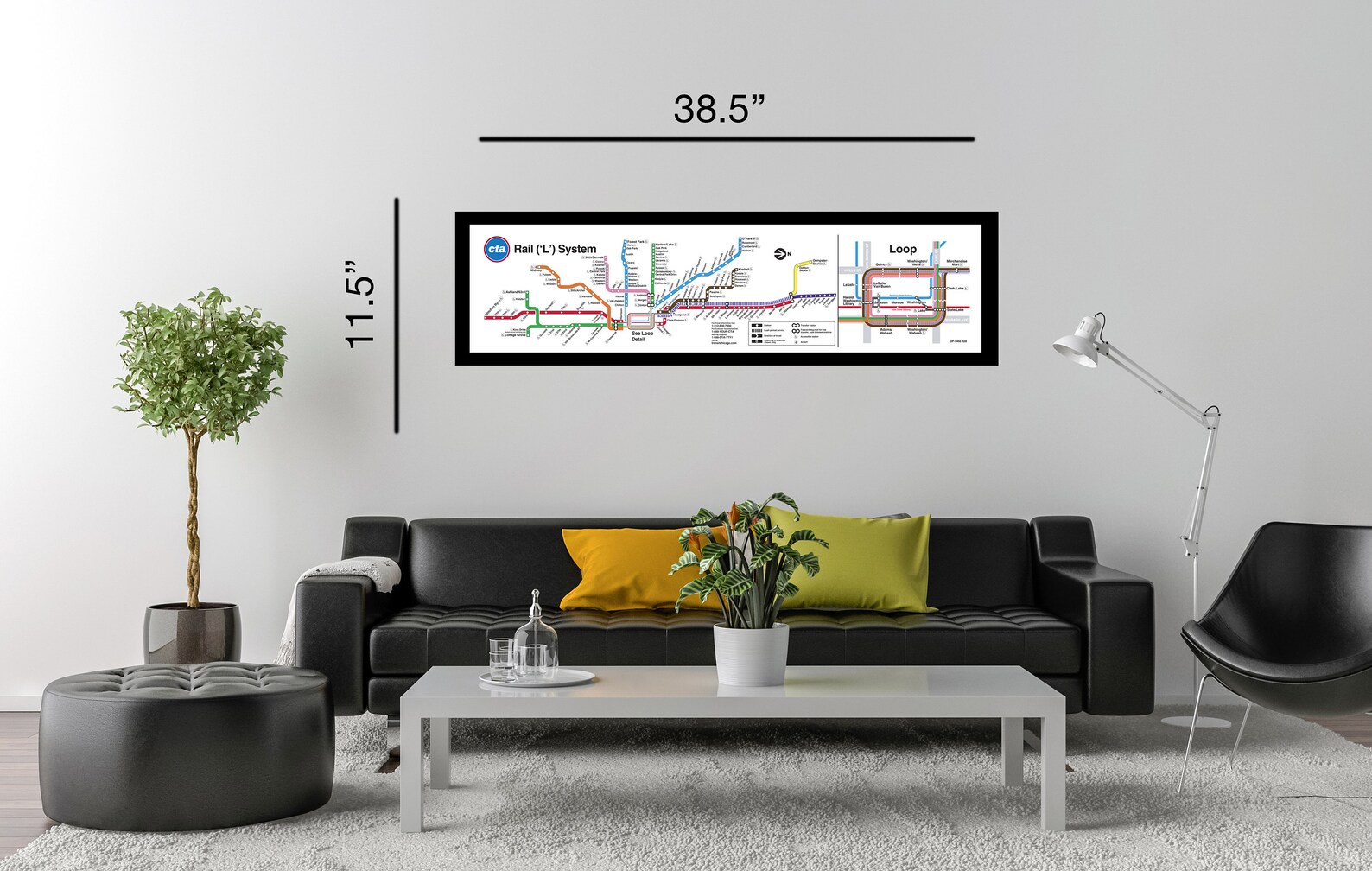 Framed Canvas CTA Full Rail Map | Etsy