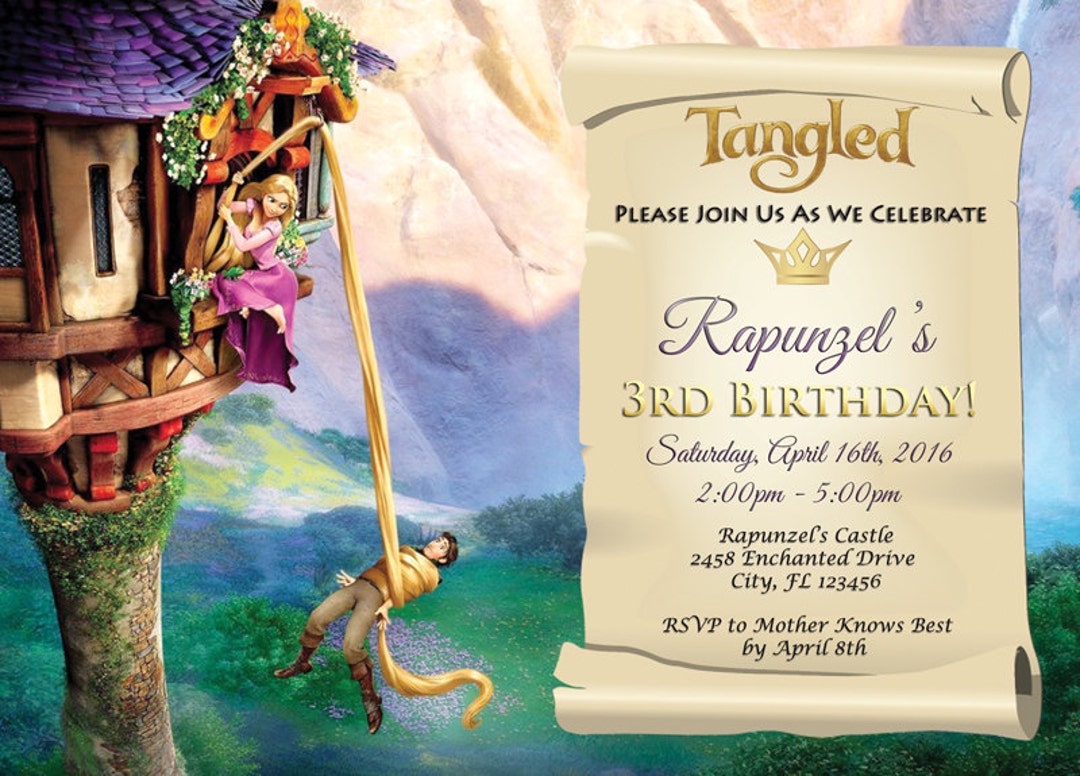 Tangled Invitation - Tangled Party Invites - 5x7 or 4x6 Custom ...