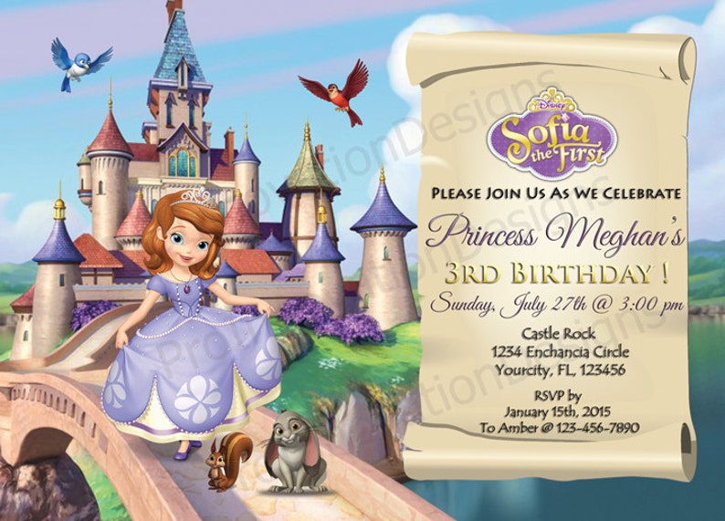 Disney Sofia The First Invitation Sofia The First Party Invites 5x7 4x6 Digital File