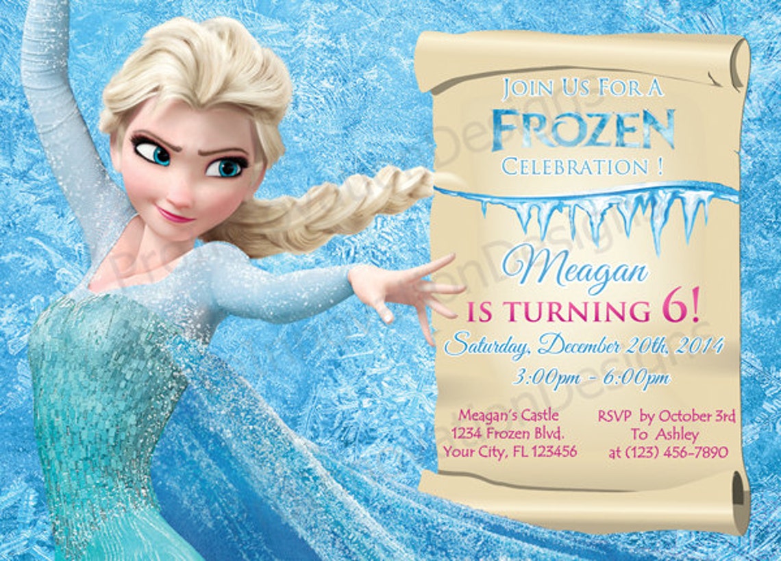 Disney Frozen Elsa Invitation - Elsa Party Invites - Elsa Frozen ...