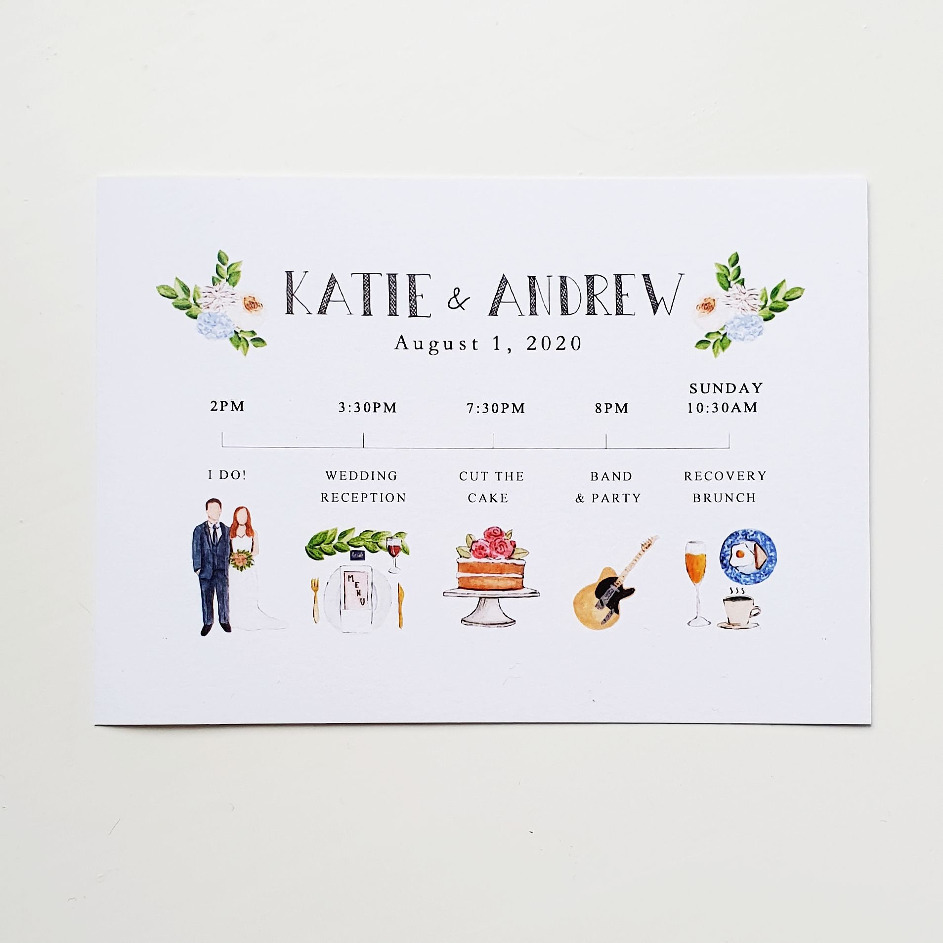Illustrated Wedding Timeline Cards | Etsy