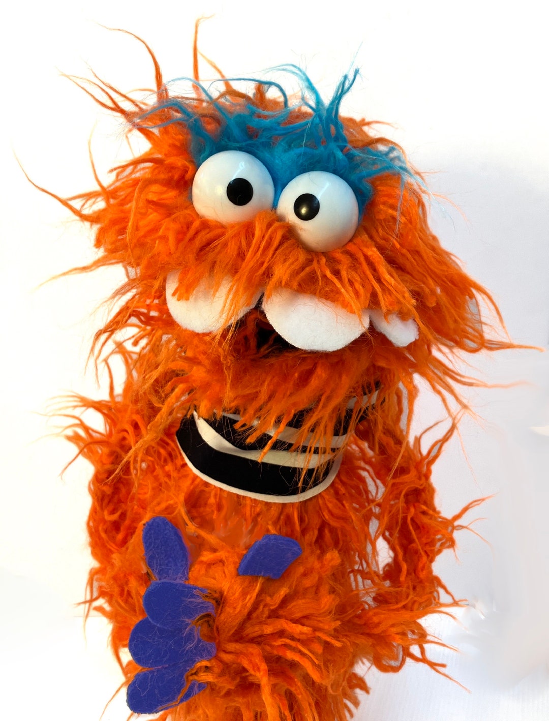 Orange Shaggy Fuzz Pro Monster Hand Puppet - Etsy
