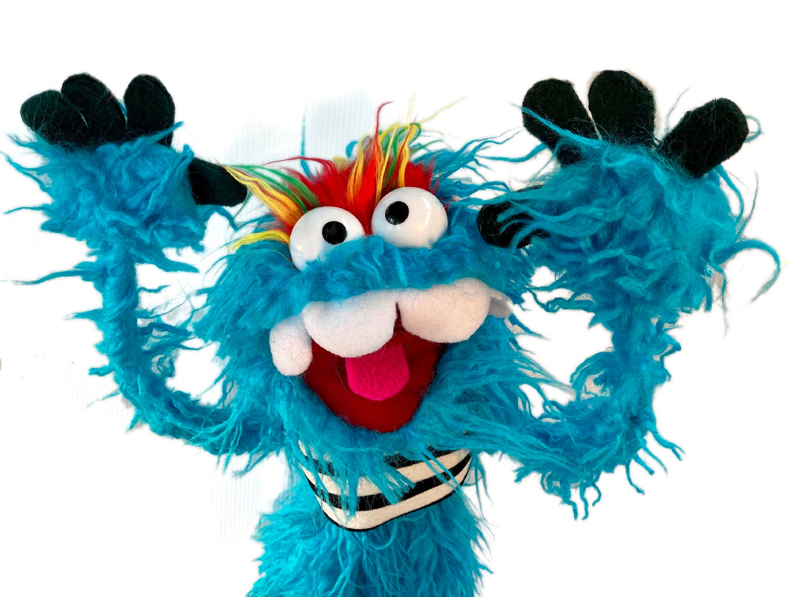Blue Shaggy Fuzz Pro Monster Hand Puppet - Etsy