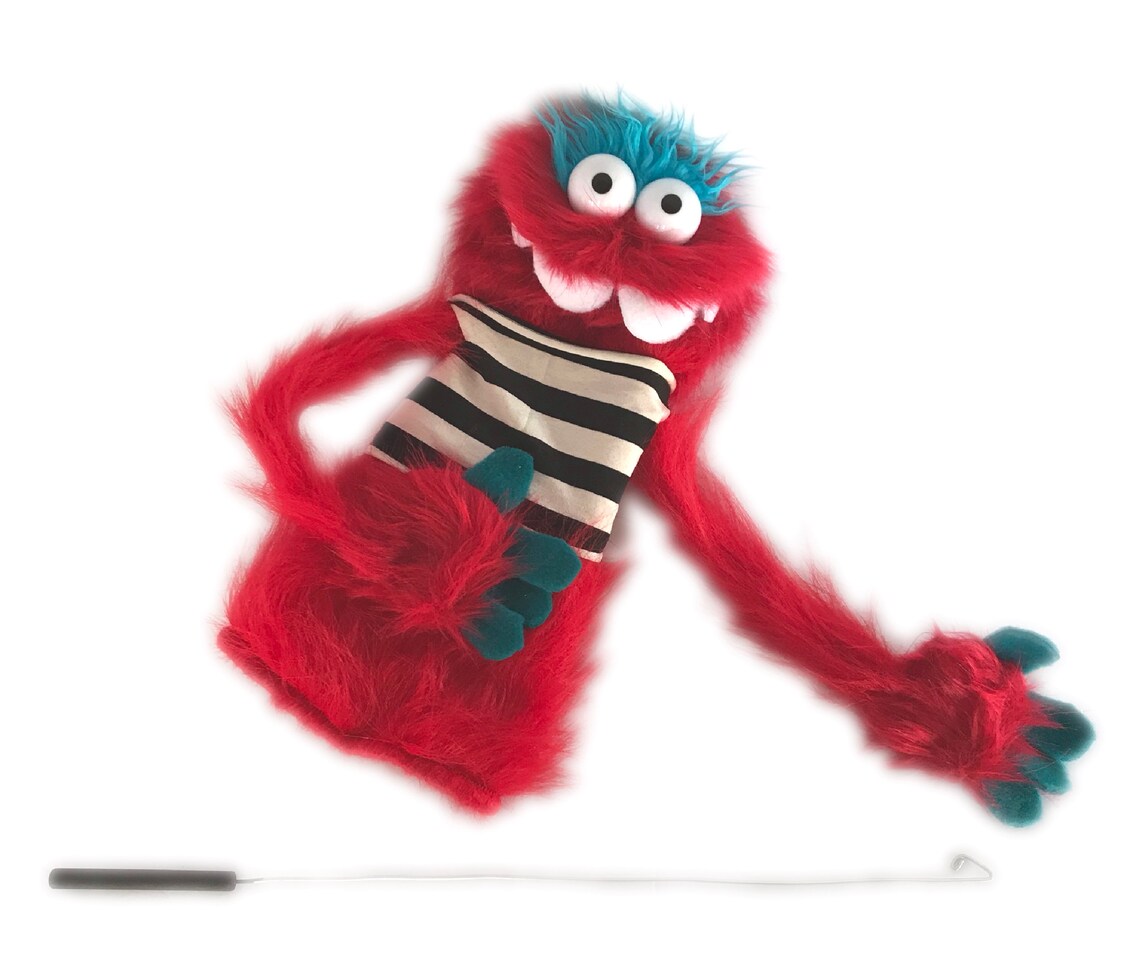Red Fuzz-pro, Professional Monster Hand Puppet - Etsy