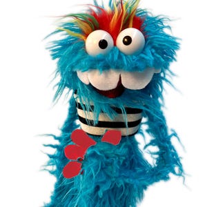 Blue Shaggy Fuzz Pro Monster Hand Puppet - Etsy