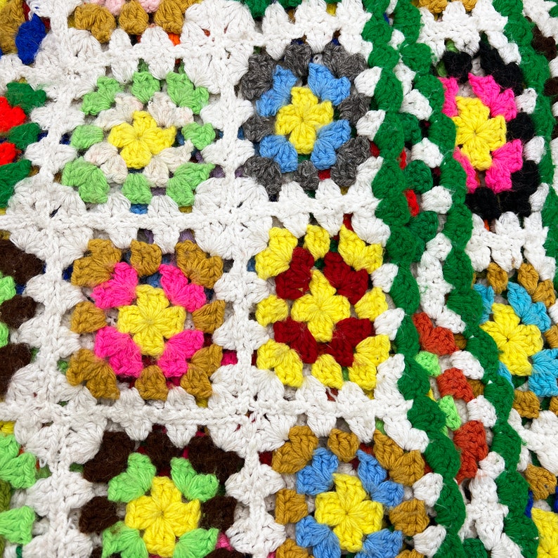 Very Large Vintage Hand Crocheted Traditional Bold & Colorful - Etsy
