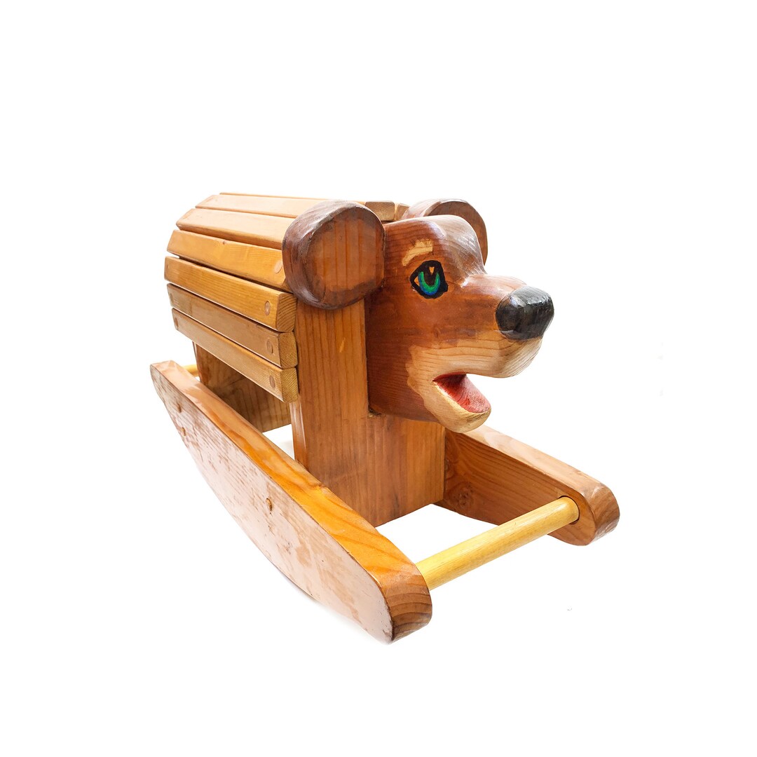Vintage Dutch Wooden Bear Rocking Toy - Etsy