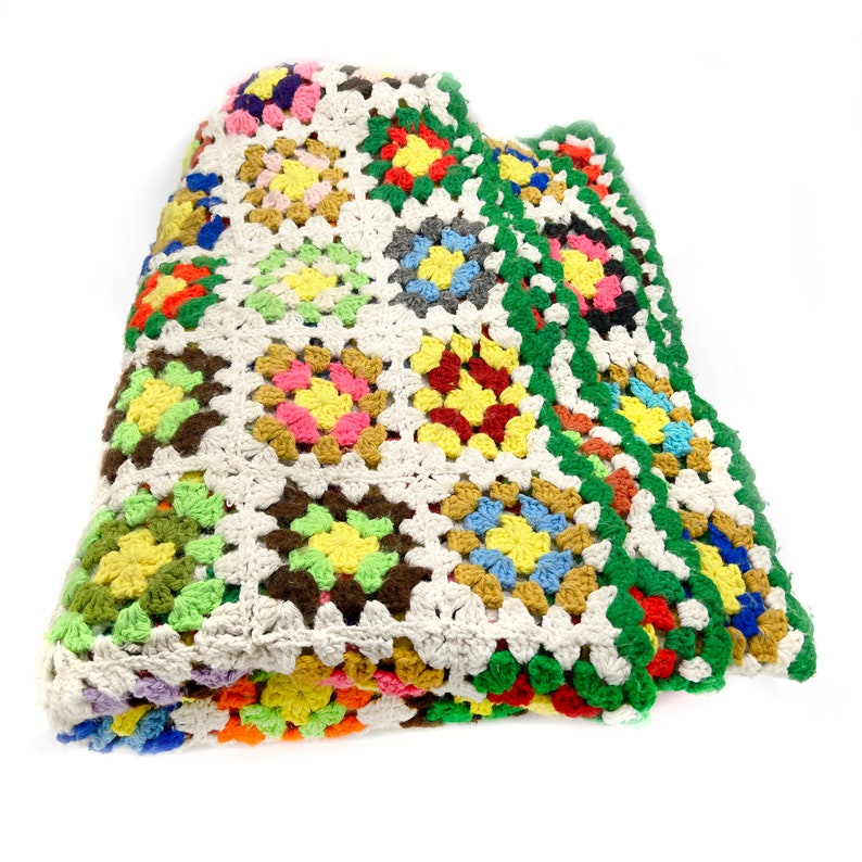 Very Large Vintage Hand Crocheted Traditional Bold & Colorful - Etsy