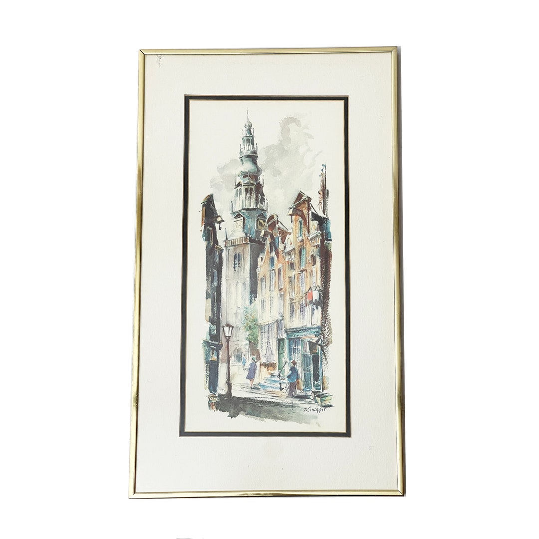 Mid Century Modern Framed Captivating Landscape Print by Dutch Artist ...