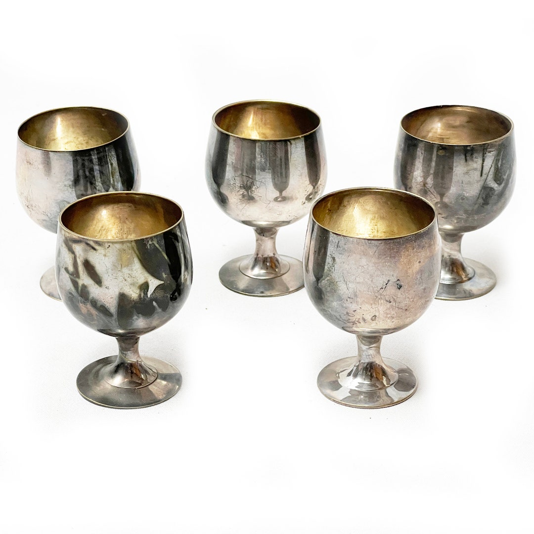 Vintage Mid Century Silver Plated Mini Aperitif Goblet Snifters - 5 ...