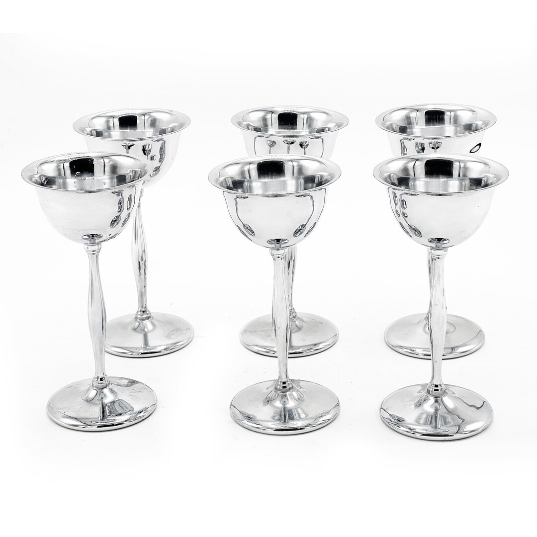 Mid-century Modern Silver Tone Metal Goblets - Set of 6 - Etsy