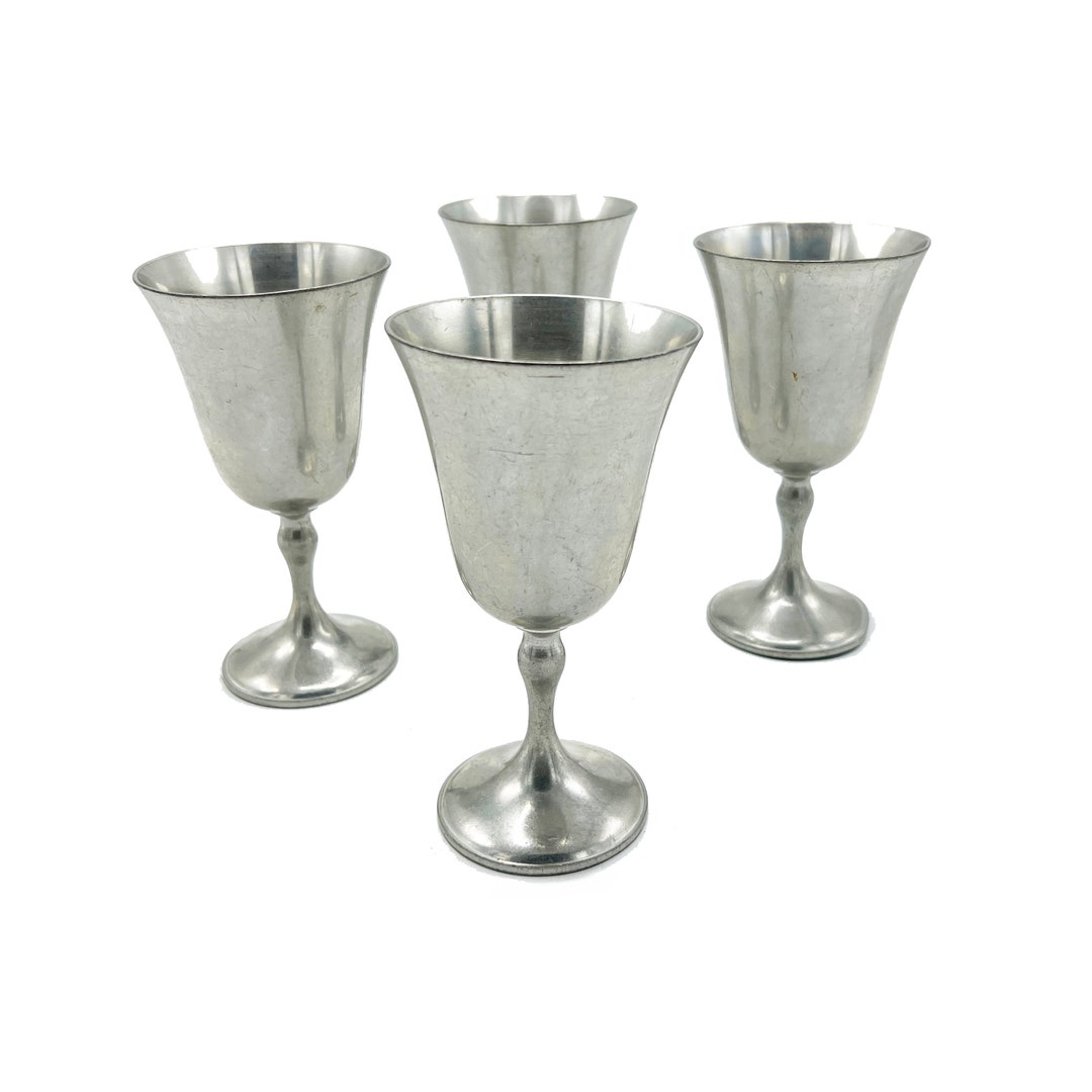 Vintage Queen City Silver Co Pewter Stemmed Goblets - 4 Pieces - Etsy