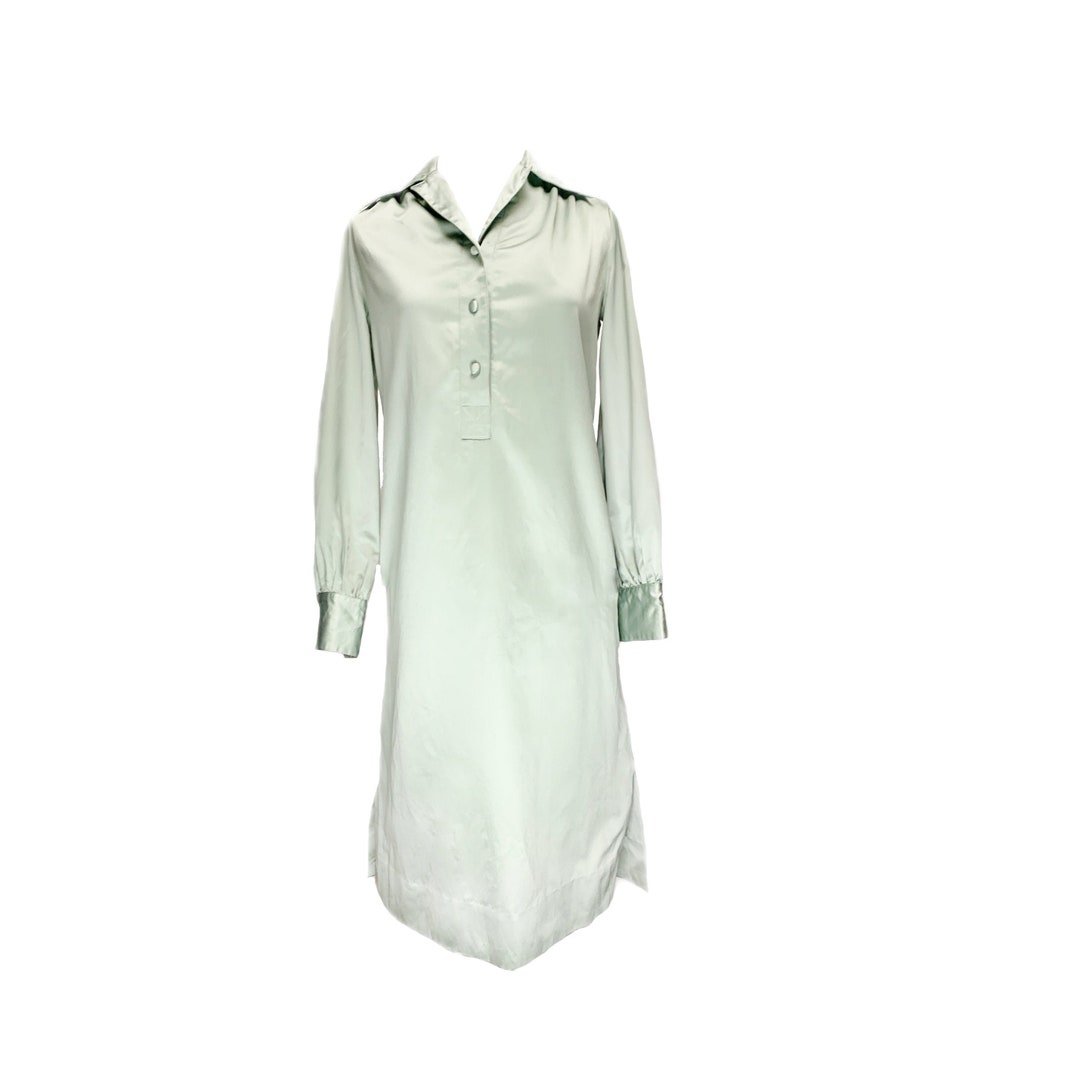 Vintage David Pik Hellgrün Midi Button Up Langarm Shirt Kleid - Etsy ...