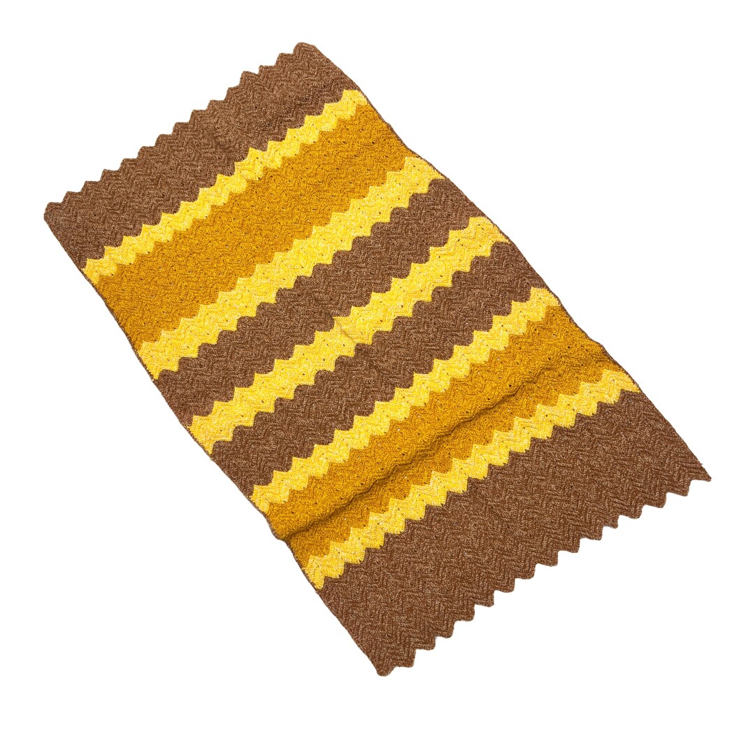 Mid Century Hand Made Caramel, Hazelnut, and Yellow Afghan Throw ...