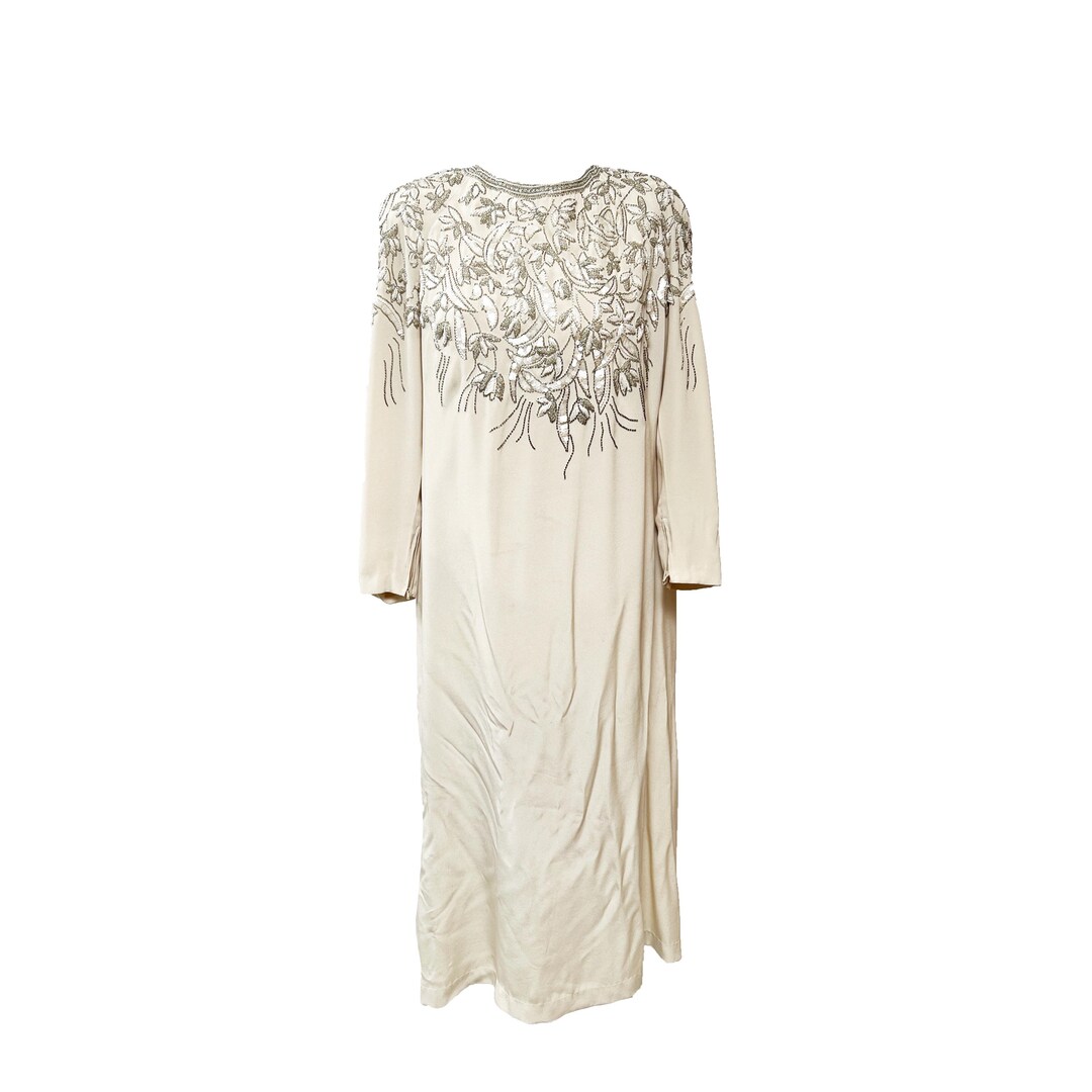 Vintage 1970's A Line Beaded Bodice Tunic Style Ivory Dress - Etsy