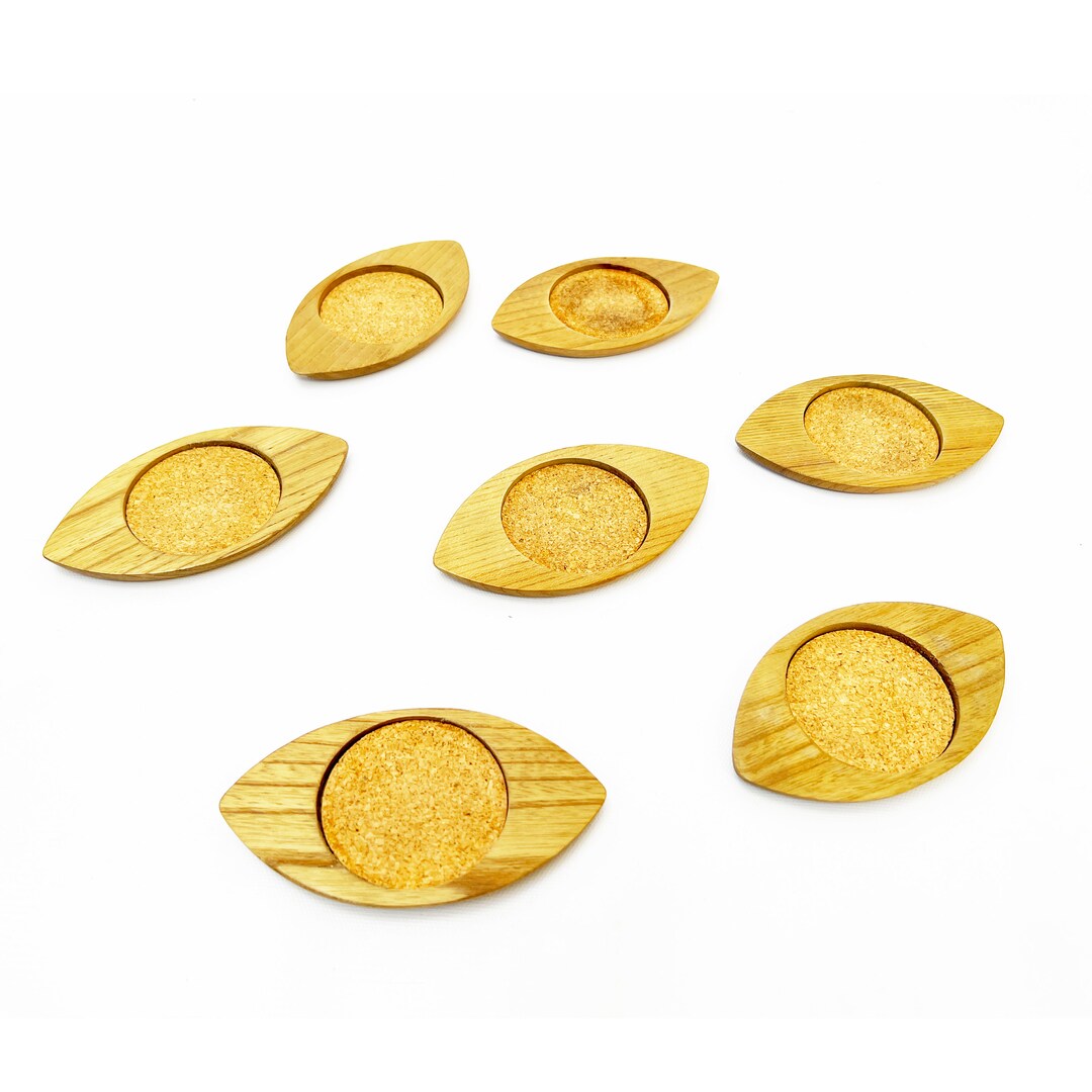 Ultra Mid-century Modern Sere Atomic Wood & Cork Coasters - 7 Pieces - Etsy