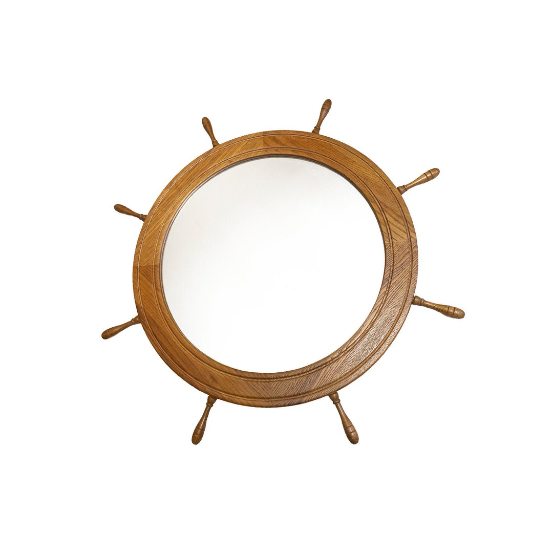 Mid-century Large Nautical Wooden Ship Wheel Shaped Wall Mirror - Etsy