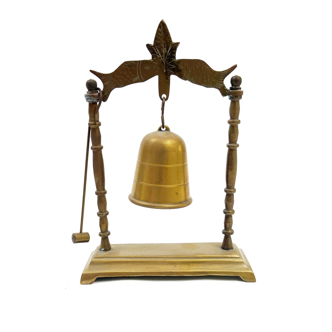 Mid Century Hanging Brass Bell and Mallet - Etsy