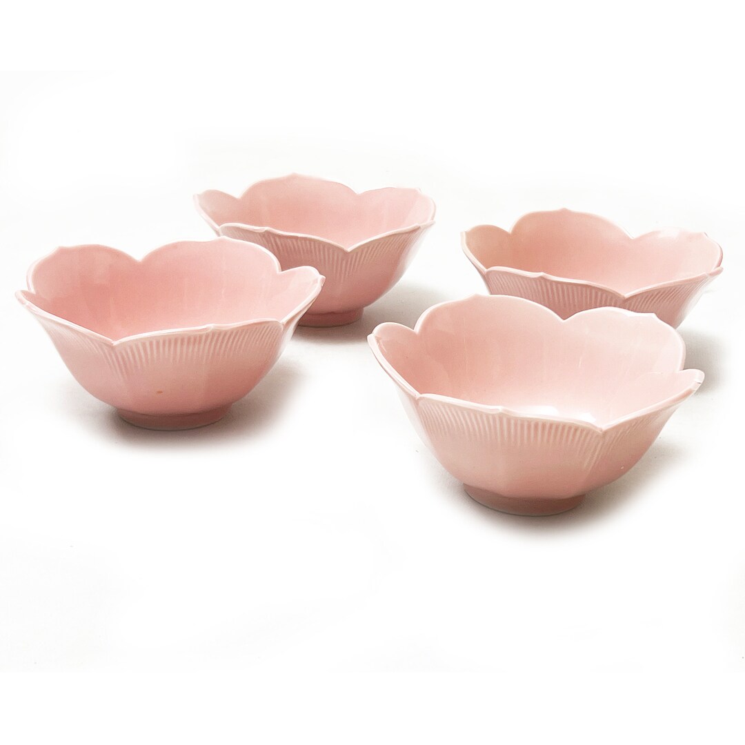 Mid-century Modern Pink Lotus Flower Shaped Ceramic Bowls - Set of 4 - Etsy