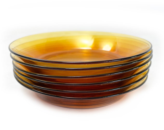 1970's Duralex French Amber Glass Deep Plate Bowls - 6 Pieces - Etsy