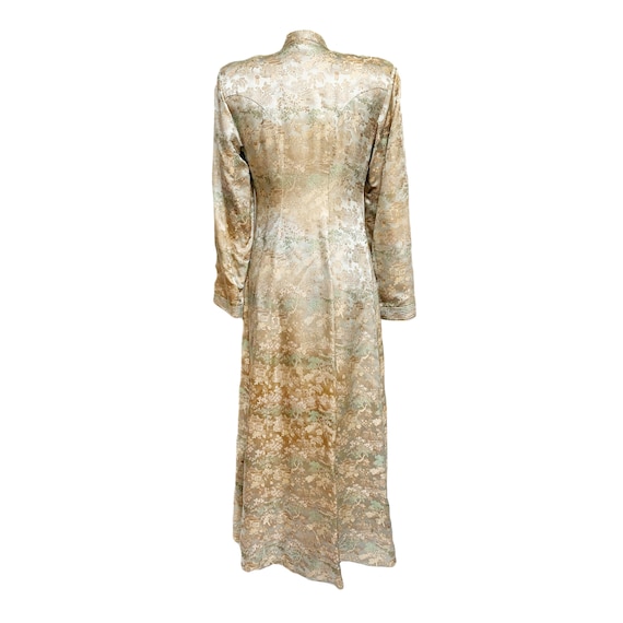 Vintage Traditional Asian Satin Brocade Long Duster C… - Gem