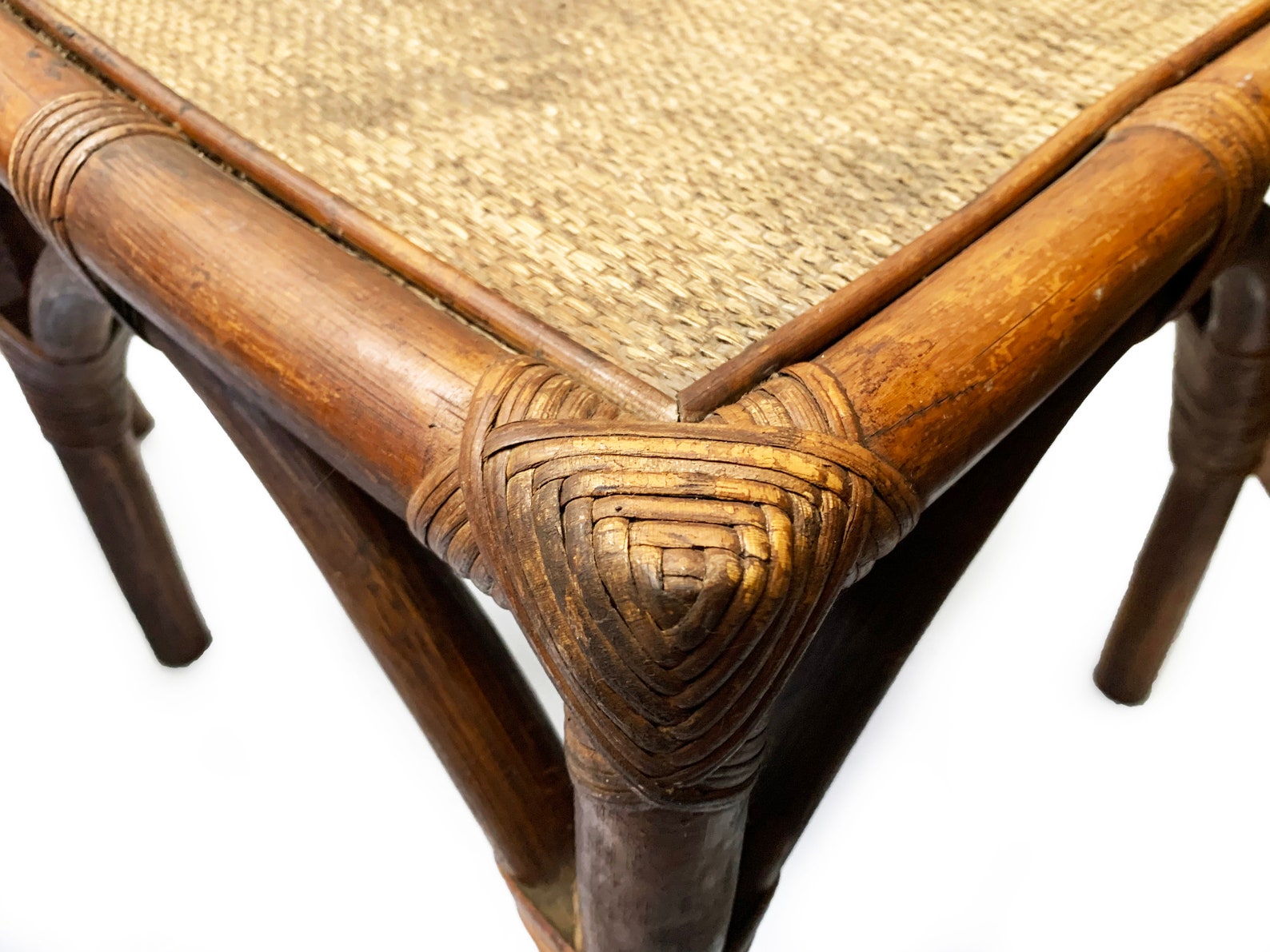 Mid-century Modern Rattan Side Tables a Pair - Etsy