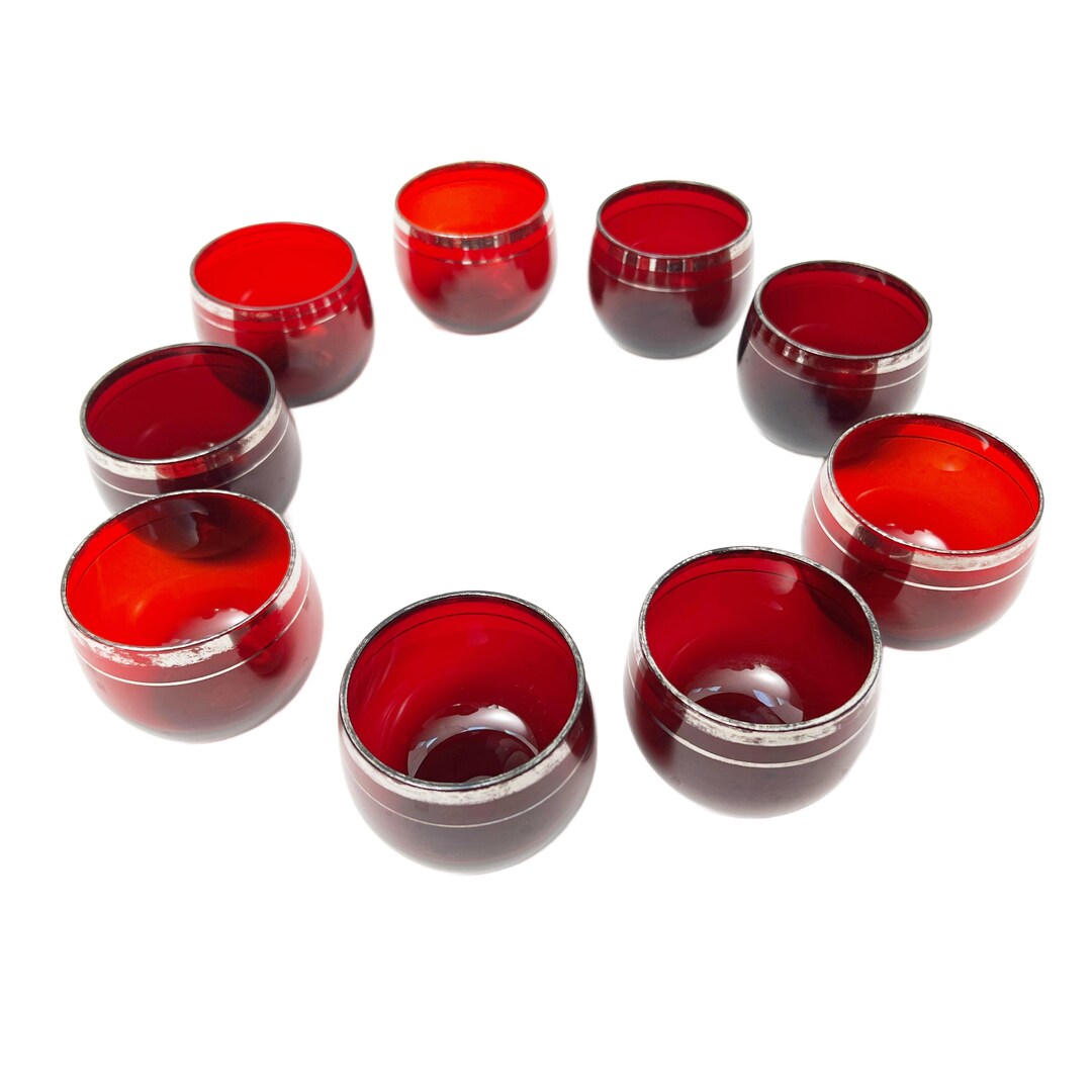 Mid Century Ruby Red Roly Poly Cocktail Glasses - 9 Pieces - Etsy