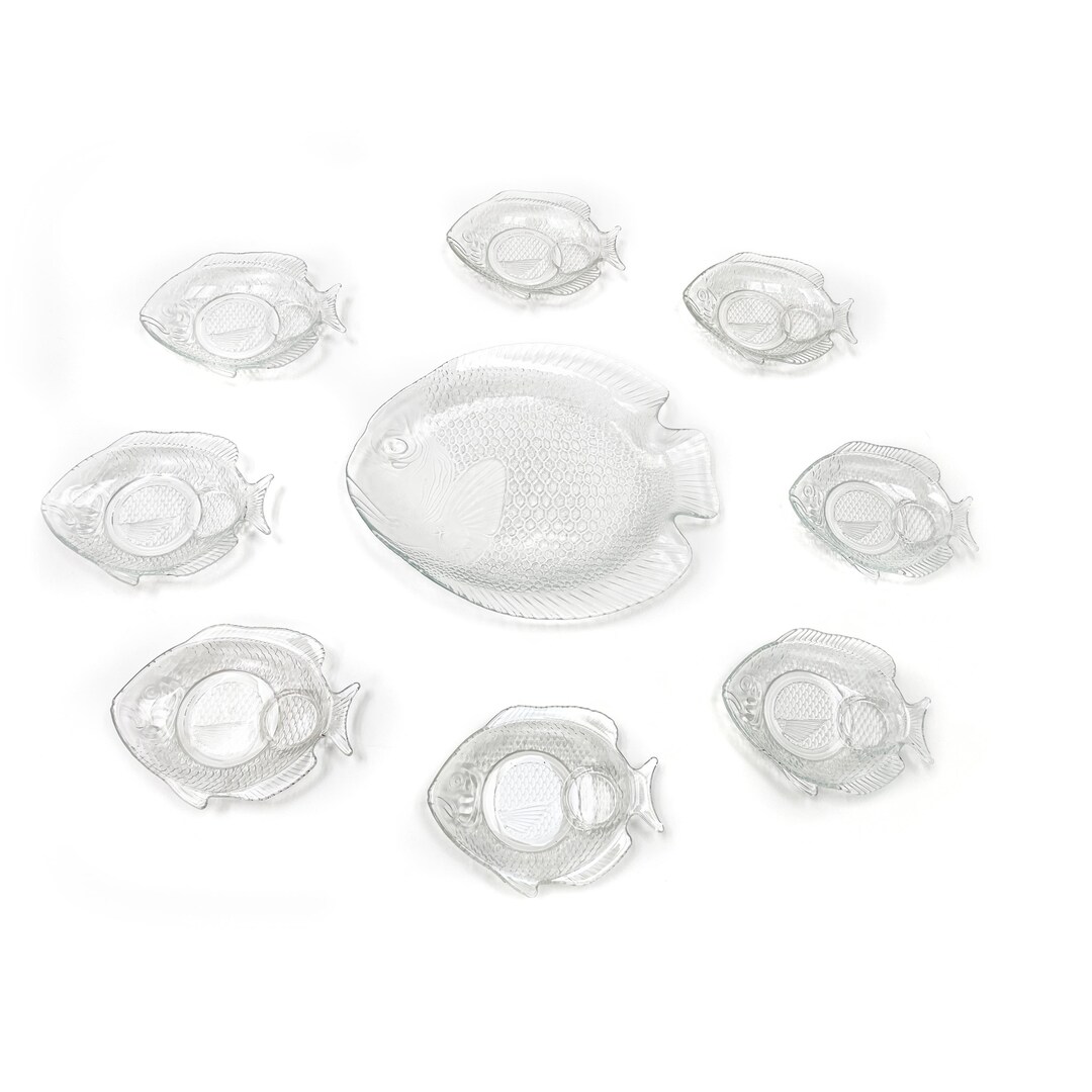 Mid Century Cristal D'arques-durand French Arcoroc Clear Glass Fish ...