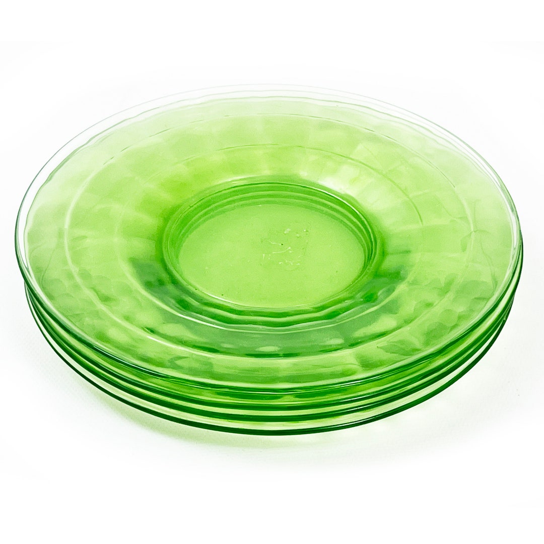 Vintage 1930's Hazel Atlas Green Uranium Glass Small Side Plates - 4 ...