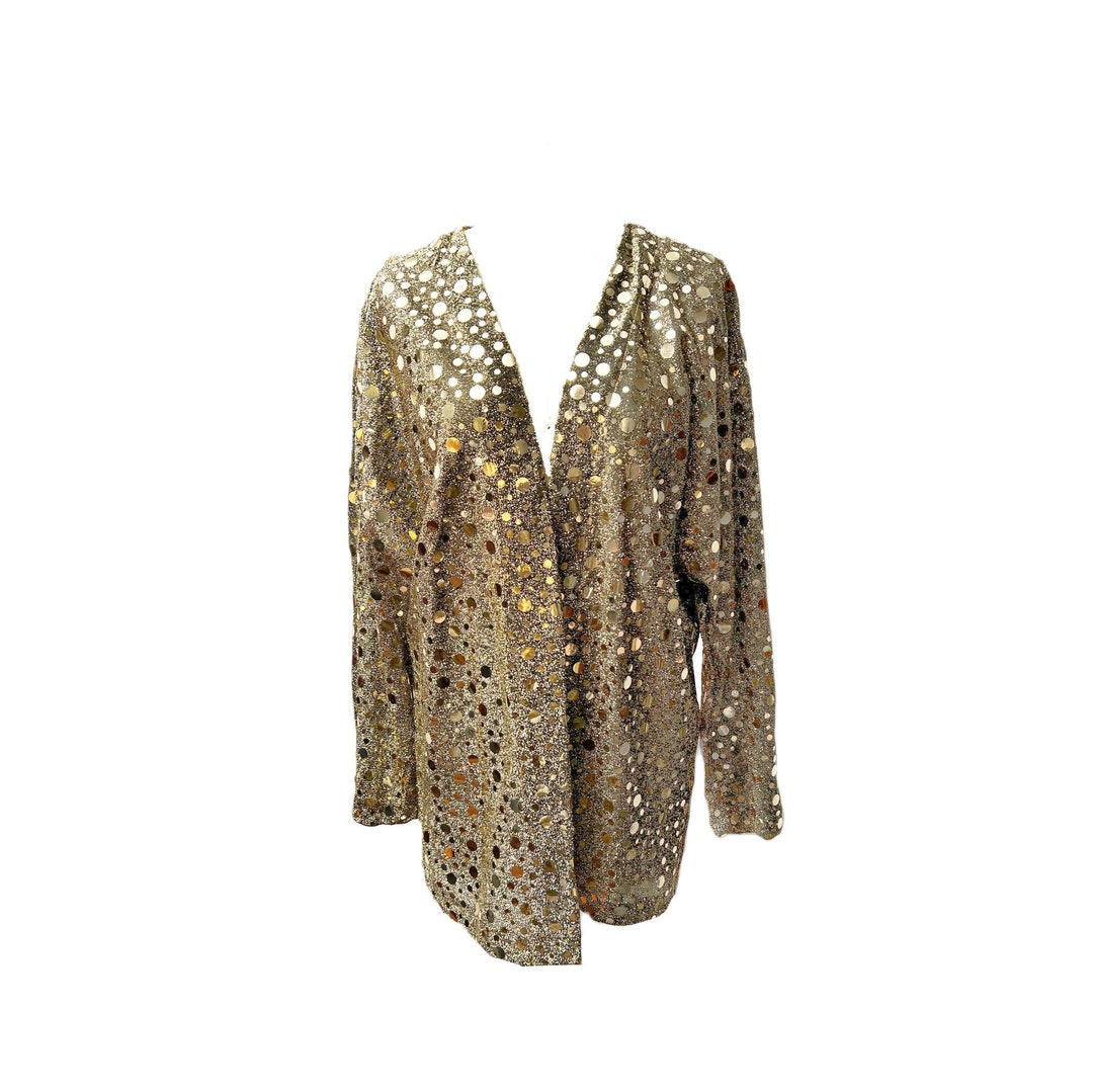 80's Ginger Bort Metallic Gold Sequin Glam Cardigan - Etsy
