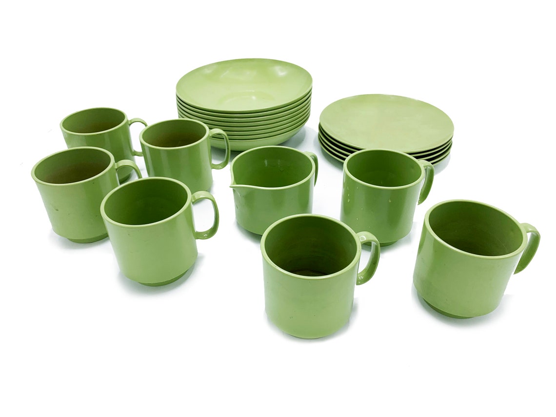Mid-century Modern Oneida Retro Green Melmac Dining Set - 21 Pieces - Etsy