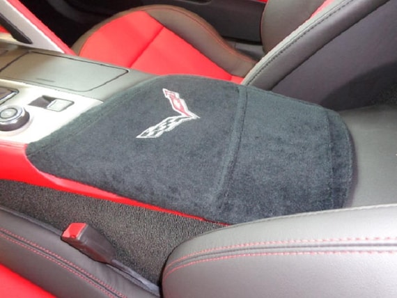 Designed to fit Corvette 2014 2019 Officially Licensed Corvette Embroidered Armrest Console Lid Cover With Pocket C7 Black Etsy